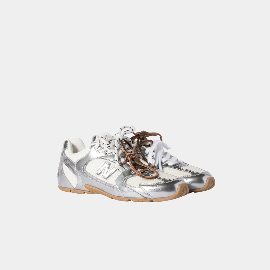New Balance X Miu Miu 530 SL Shiny Metallic Leather & Mesh Sneakers ...